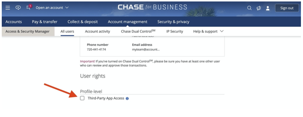 How to provide access to Chase